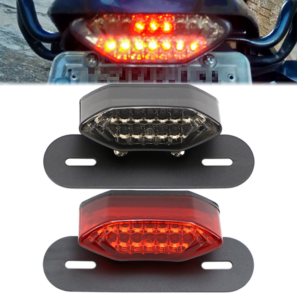 Motorcycle LED Tail Light Turn Signal Brake License Plate for 12V ...