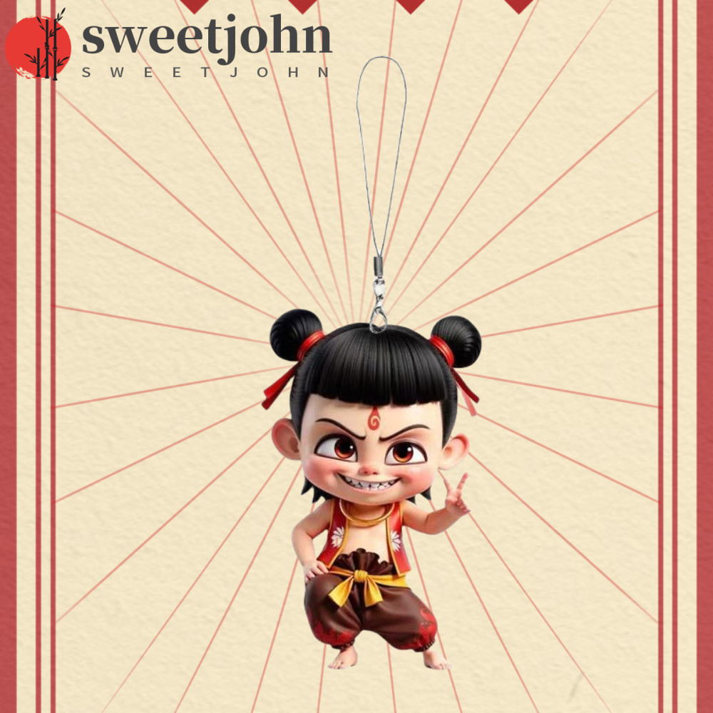 SWEETJOHN Anime Ne Zha 2 Keychain, Cartoon Acrylic Ne Zha Pendant ...