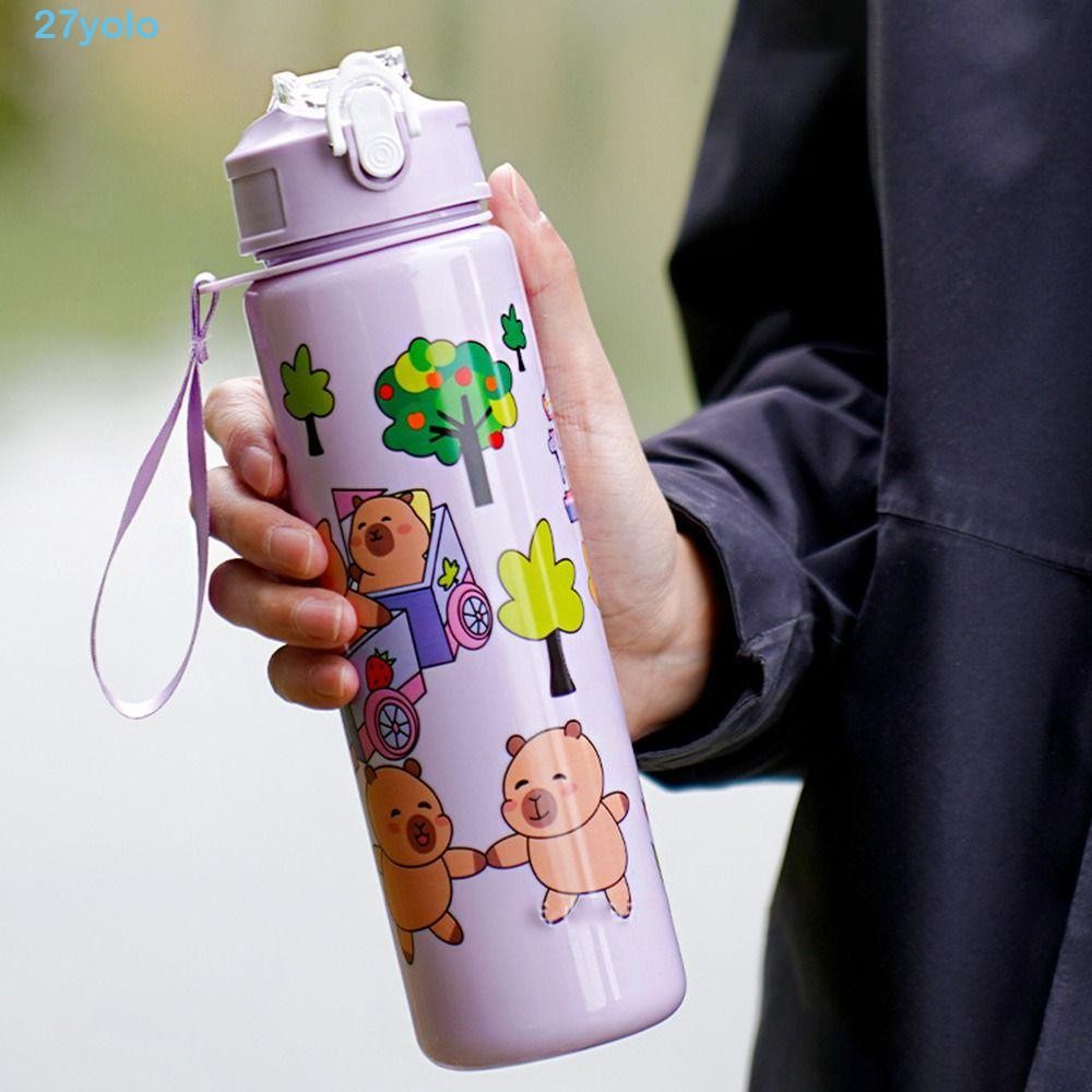 YOLO Capybara Water Bottles, 750ml Cute Cartoon Plastic Cup, Milk Cup ...