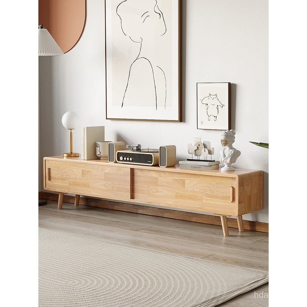 Qianchu Solid Wood TV Cabinet Small Apartment Living Room Modern Simple ...