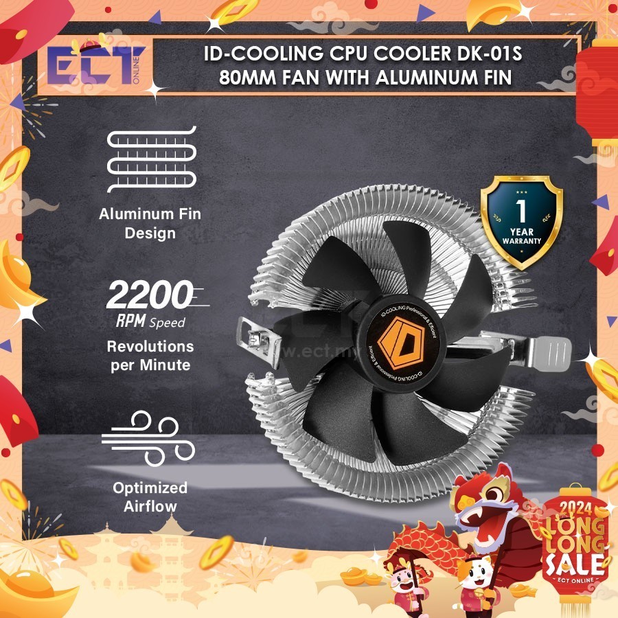 ID-Cooling CPU Cooler DK-01S 80mm Fan with Aluminum Fin, Optimized ...