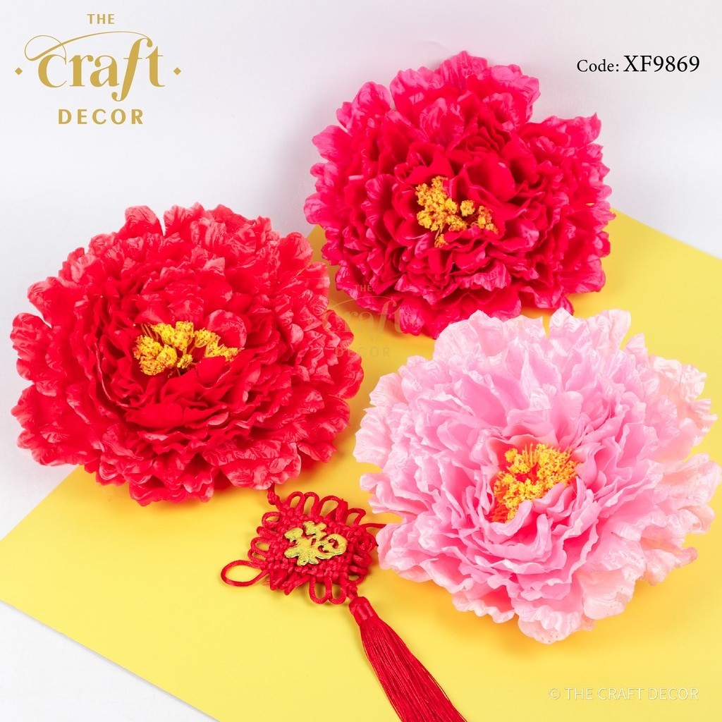 The Craft Decor 18cm/27cm Peony Head | Red Pink Peony | CNY Hamper Gift ...