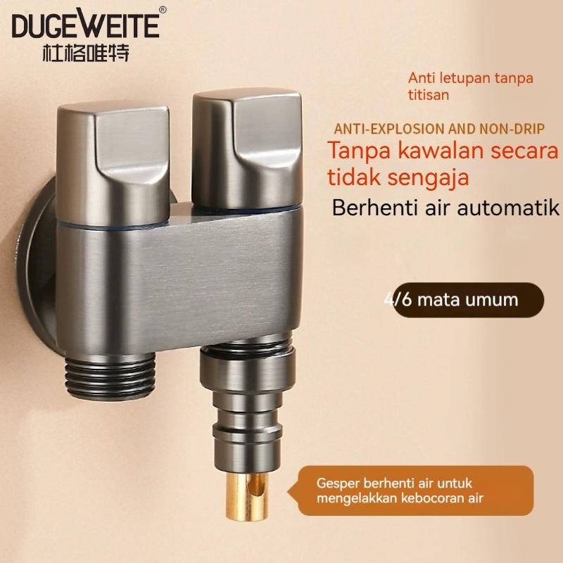 Double Faucet Automatic Water Stop Valve Angle Valve One In Two Out ...