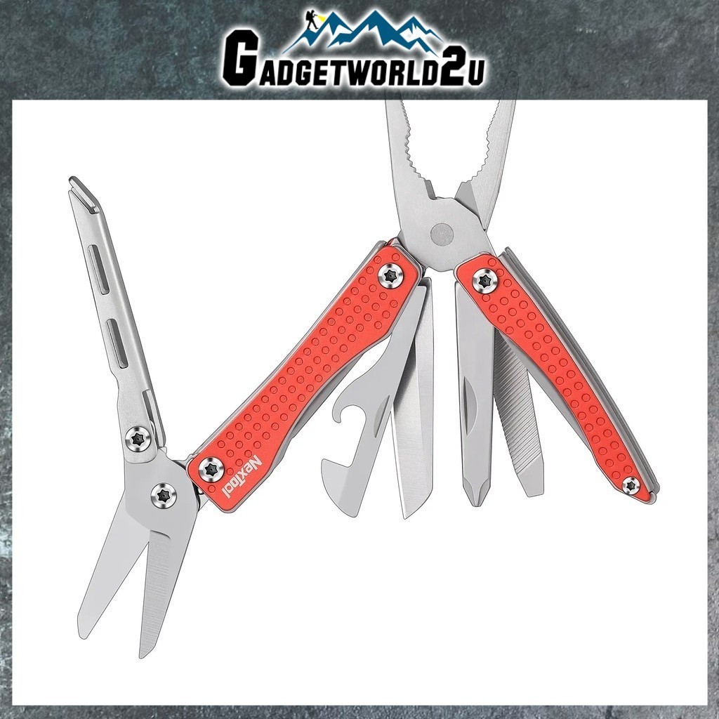 NexTool 11-in-1 Mini Flagship NE20051 (Red) Steel Full Size Pliers Scissors Multifunctional ...