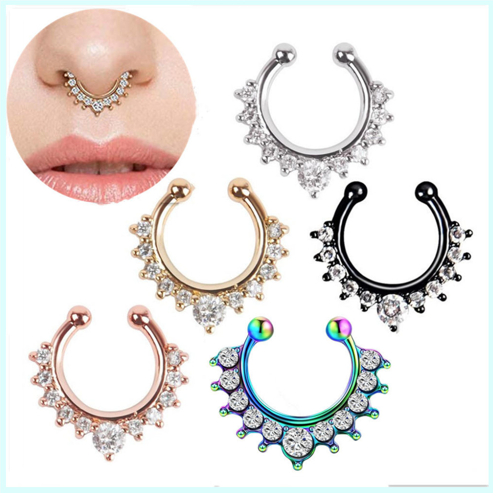 Fake Nose Ring Septum Ring Fake Nose Hoop Stainless Steel Horseshoe ...