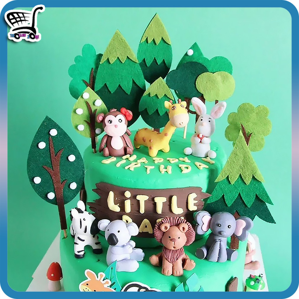 Happy Birthday Dinosaur and Jungle Forest Trees Cake Topper Dino Topper ...