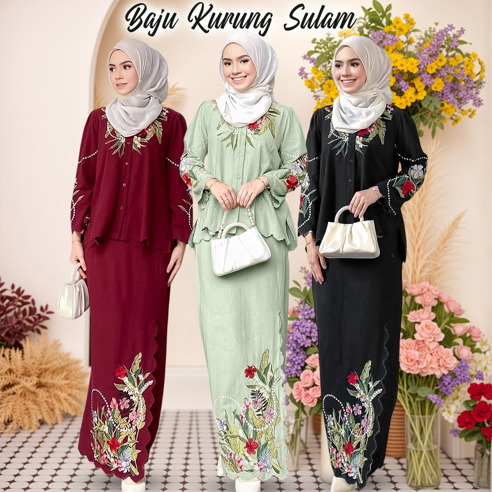 【READY STOCK】BAJU KURUNG MODEN 2025 Aulilia Sulam Plain baju raya 2025 viral baju raya 2025 baju ...
