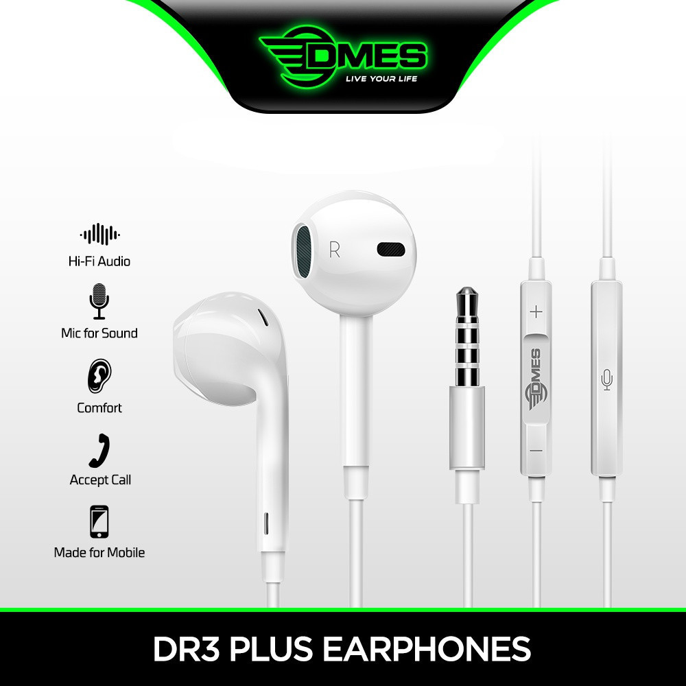 DMES DR3 Plus Wired Earphone Handsfree Stereo Music In Ear Earphone ...