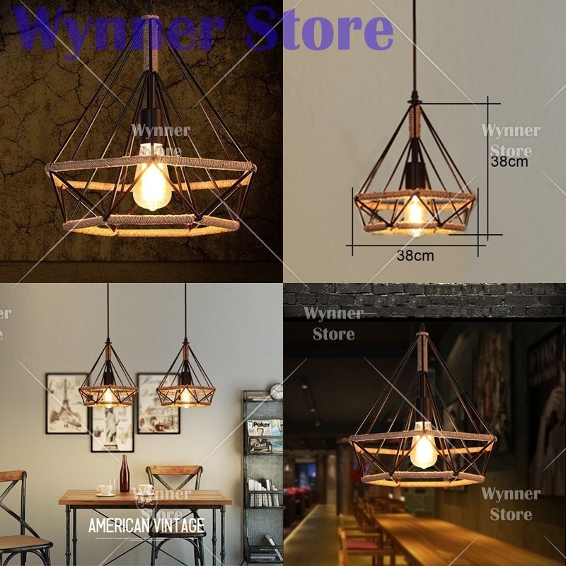 Designer Lighting [38cm Rope Lamp] Hanging Light Diamond Pendant ...