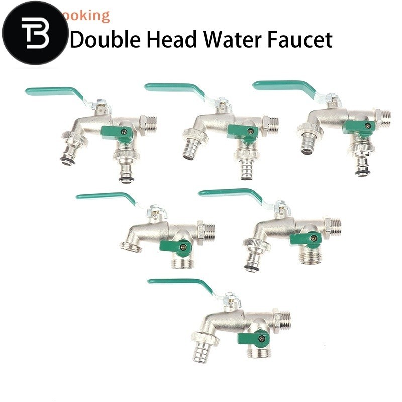 TB [LargeLooking] 1/2'' 3/4'' Double Head Water Faucet Water Splitter ...