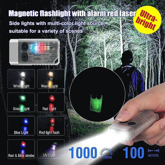 Red Laser Magnetic Rechargeable Flashlight with Alarm | Shopee Malaysia