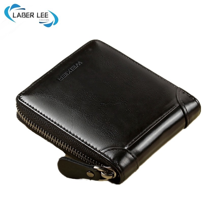 LABER LEE Men Bifold PU Leather Short Zipper Wallet Short Wallet ...