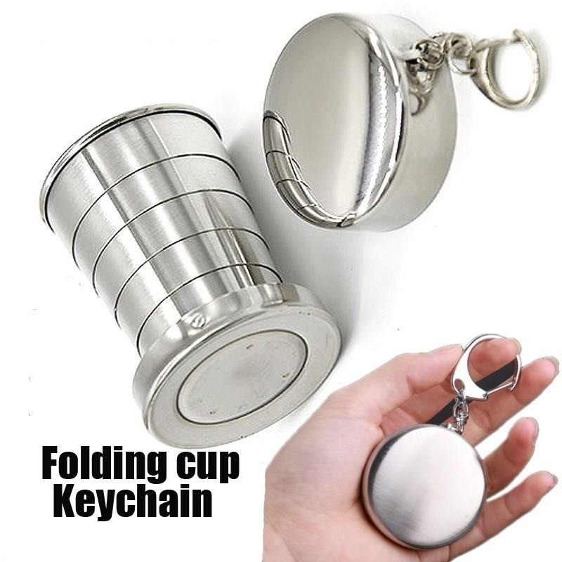75Ml Stainless Steel Folding Cup Keychain Stainless Steel Folding ...