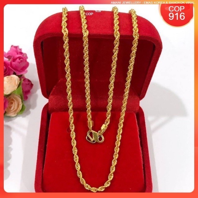 🔥RANTAI LEHER PINTAL EMAS BANGKOK COP 916 💯 persis original gold Necklace BY AMANI JEWELLERY ...