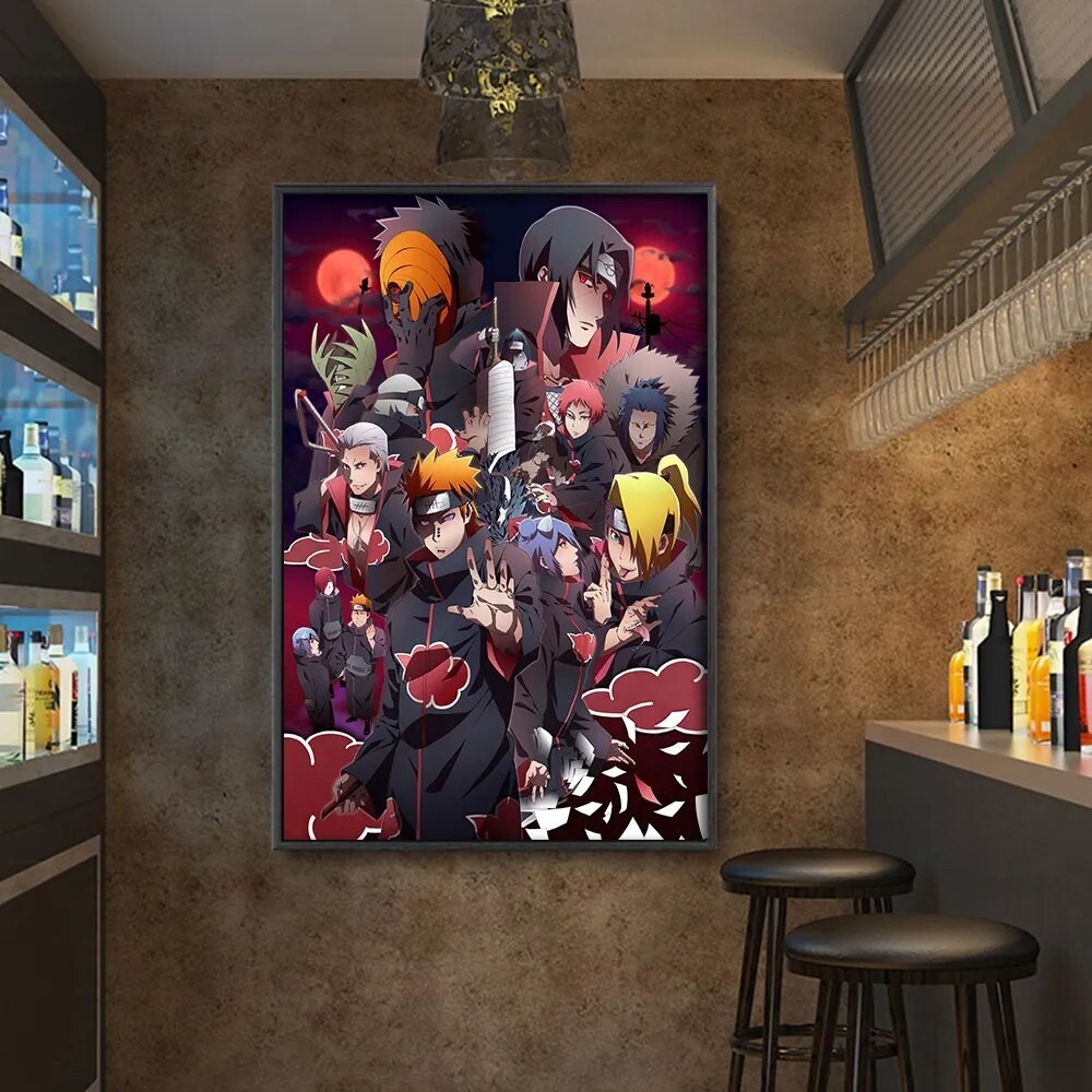 Anime Themed Naruto Poster Featuring Akatsuki Cartoon Characters ...