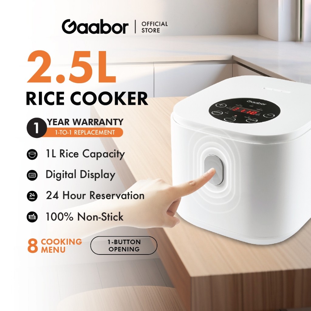 Gaabor LiteLiving Gaabor Rice Cooker 2.5L Large Capacity 24 Hours Keep ...
