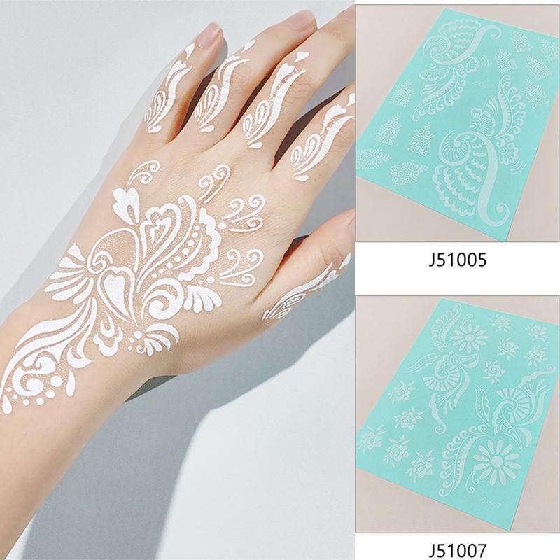Fake Henna Tattoo Sticker Waterproof Temporary Hand Body Tattoo White ...