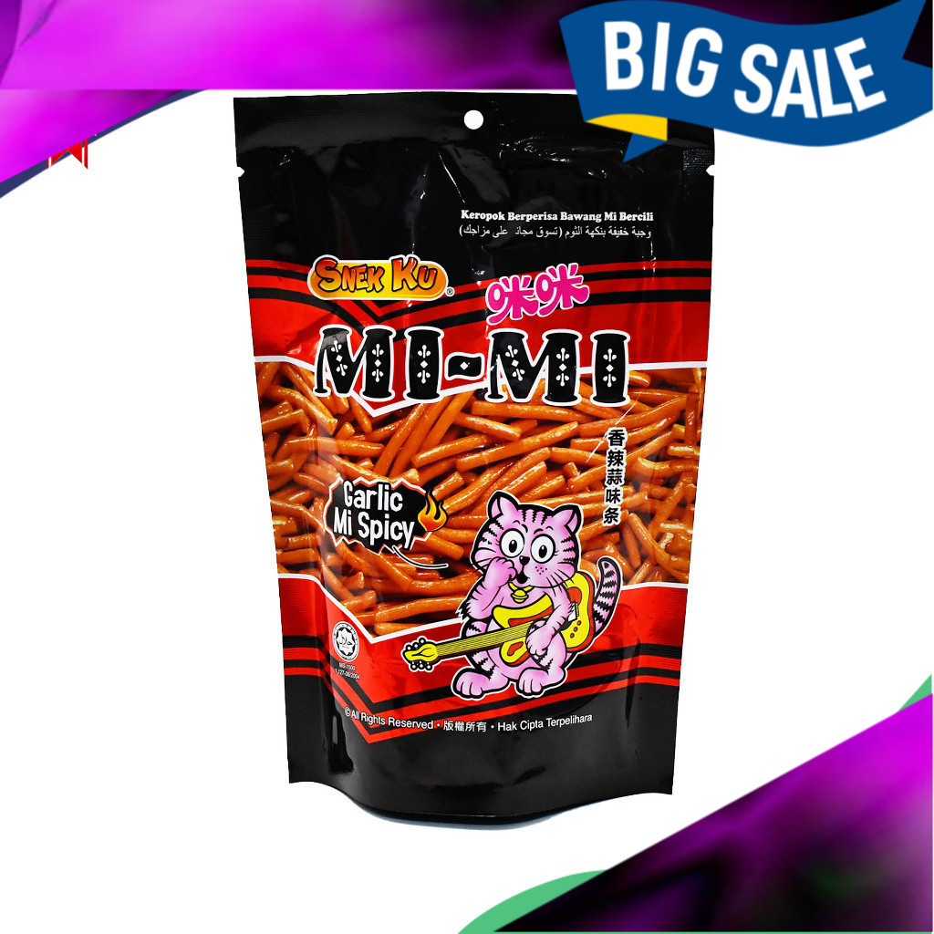 Snek Mee Pedas, Snek Ku Mi Mi Garlic Mi Spicy Flavoured Snack (100g ...