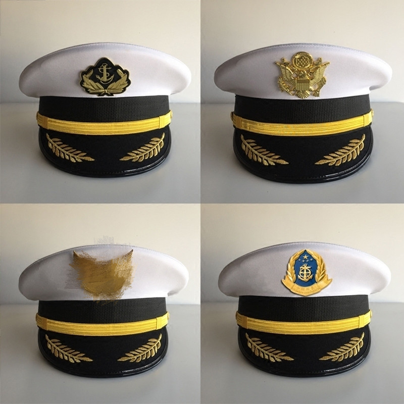 [Factory Ready Stock] Captain Hat Male Seaman Big Cap Seaman Cap White ...