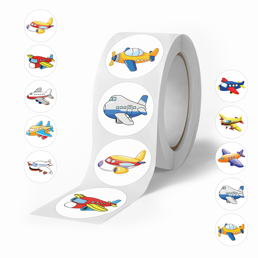 500 pcs 10 images Cartoon Airplanes Stickers Roll/Stickers Tape | Shopee Malaysia