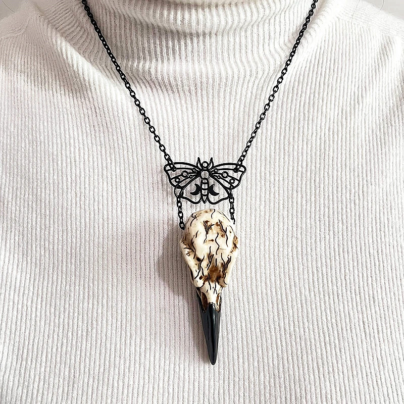 Raven Skull Necklace Halloween Jewelry Gothic Necklace, Raven Jewellery ...
