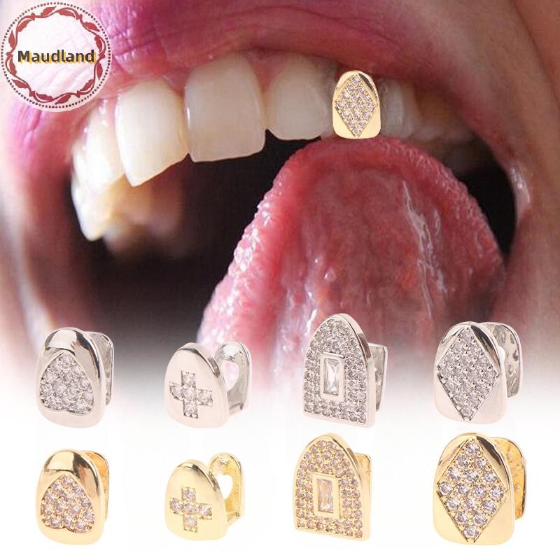 Maudland Hip Hop Single Tooth Teeth Punk Rhinestone Metal Teeth Caps ...