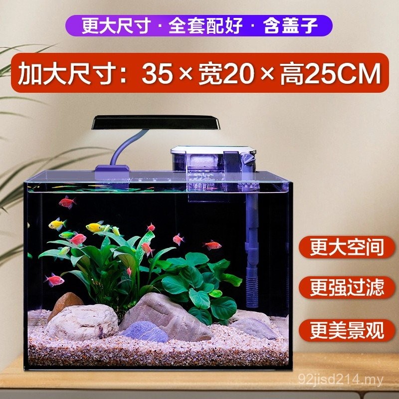 Extra Large Ecological Tank Household Small Fish Tank Ultra White Glass ...
