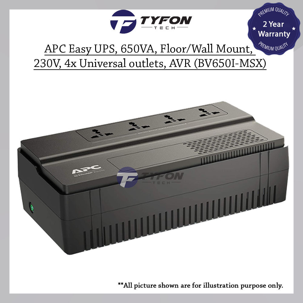 APC Easy UPS, 650VA, Floor/Wall Mount, 230V, 4x Universal outlets, AVR ...