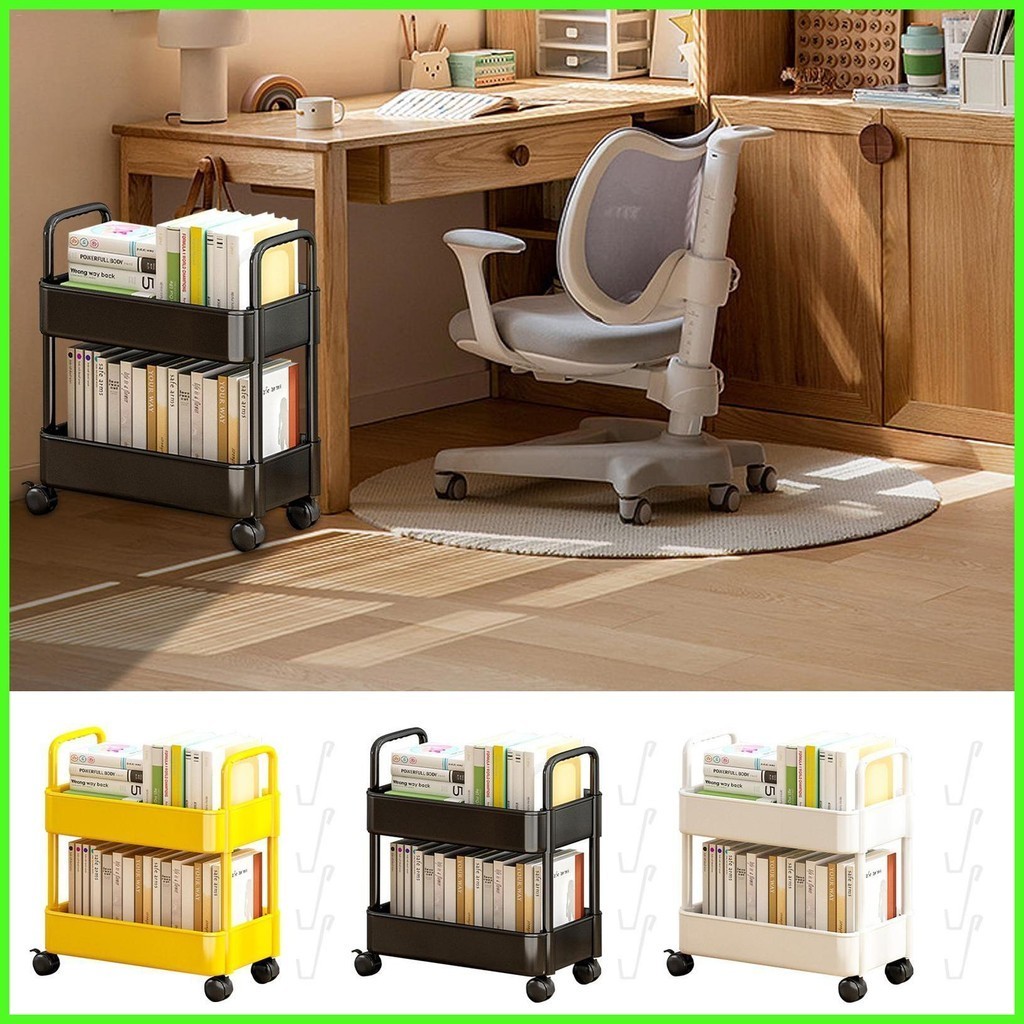 2 Tier Rolling Storage Trolley Multifunction Utility Cart Book Toys ...
