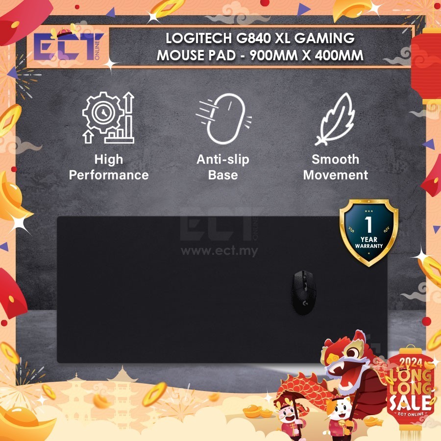 Logitech G840 XL Gaming Mouse Pad - 900mm x 400mm, 3mm Thin Mat, Stable ...