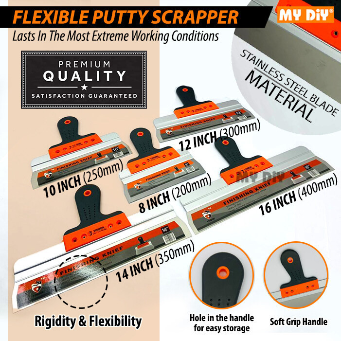 YINDON Stainless Steel Putty Scrapper Skim Coat Cement Plastering ...