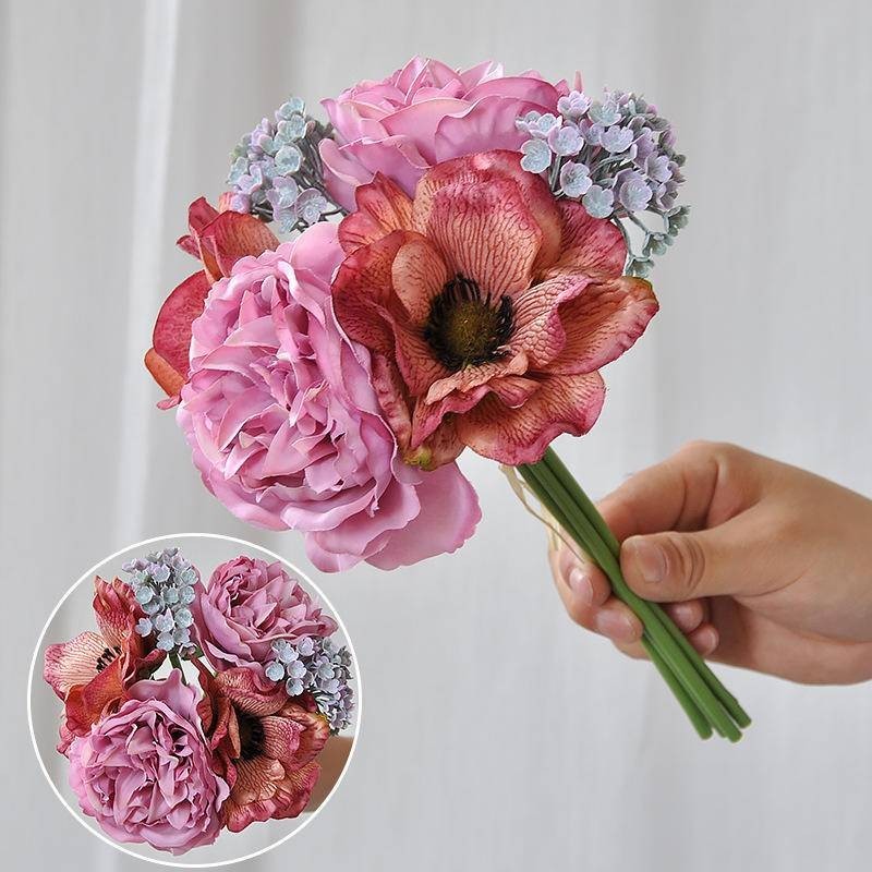 Nordic Fragrant Mountain Peony Bouquet Simulation Flower Fresh Holding ...