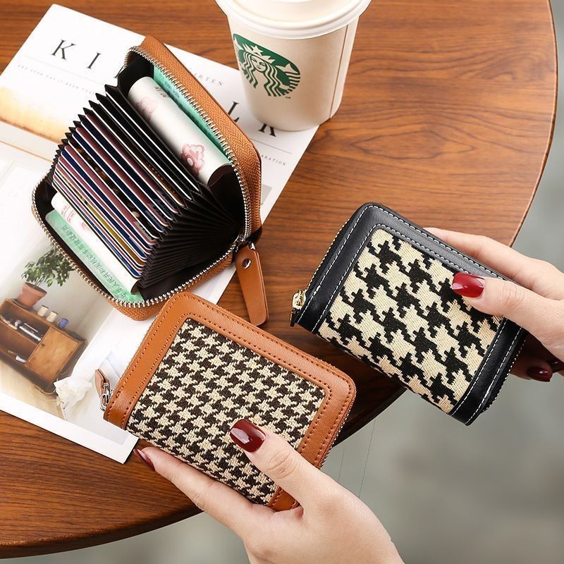 Women's Card Holder New Houndstooth Expanding Card Cover Anti ...