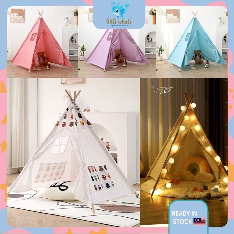 🐳Baby Portable Canvas Tipi Folding Indoor Teepee Original Triangle ...
