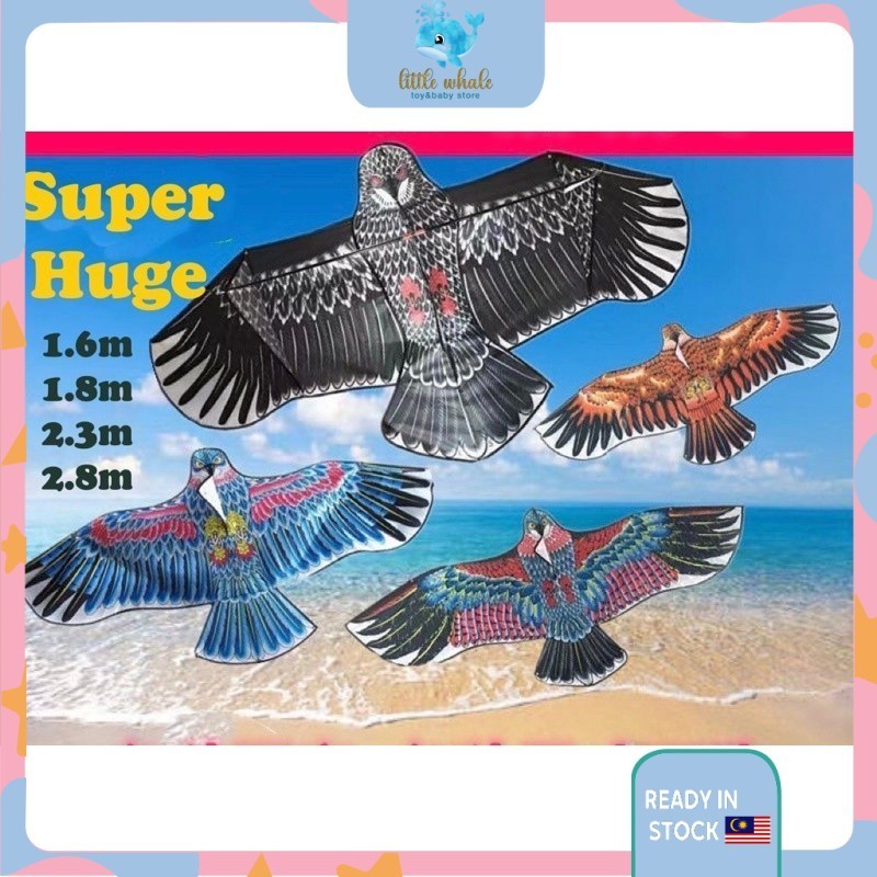 🐳Super Huge Big Flying Eagle Kite Adult Children Toy Wau Layang-layang ...