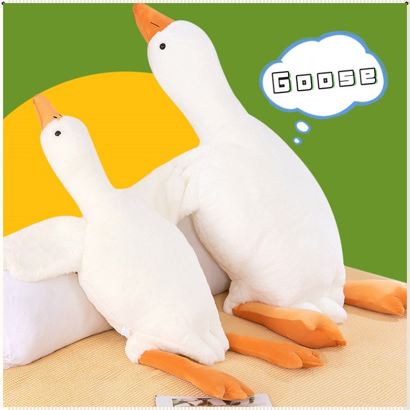 【50-160CM】Goose Plush Toy Big White Duck Plushie Long Sleeping Pillow ...