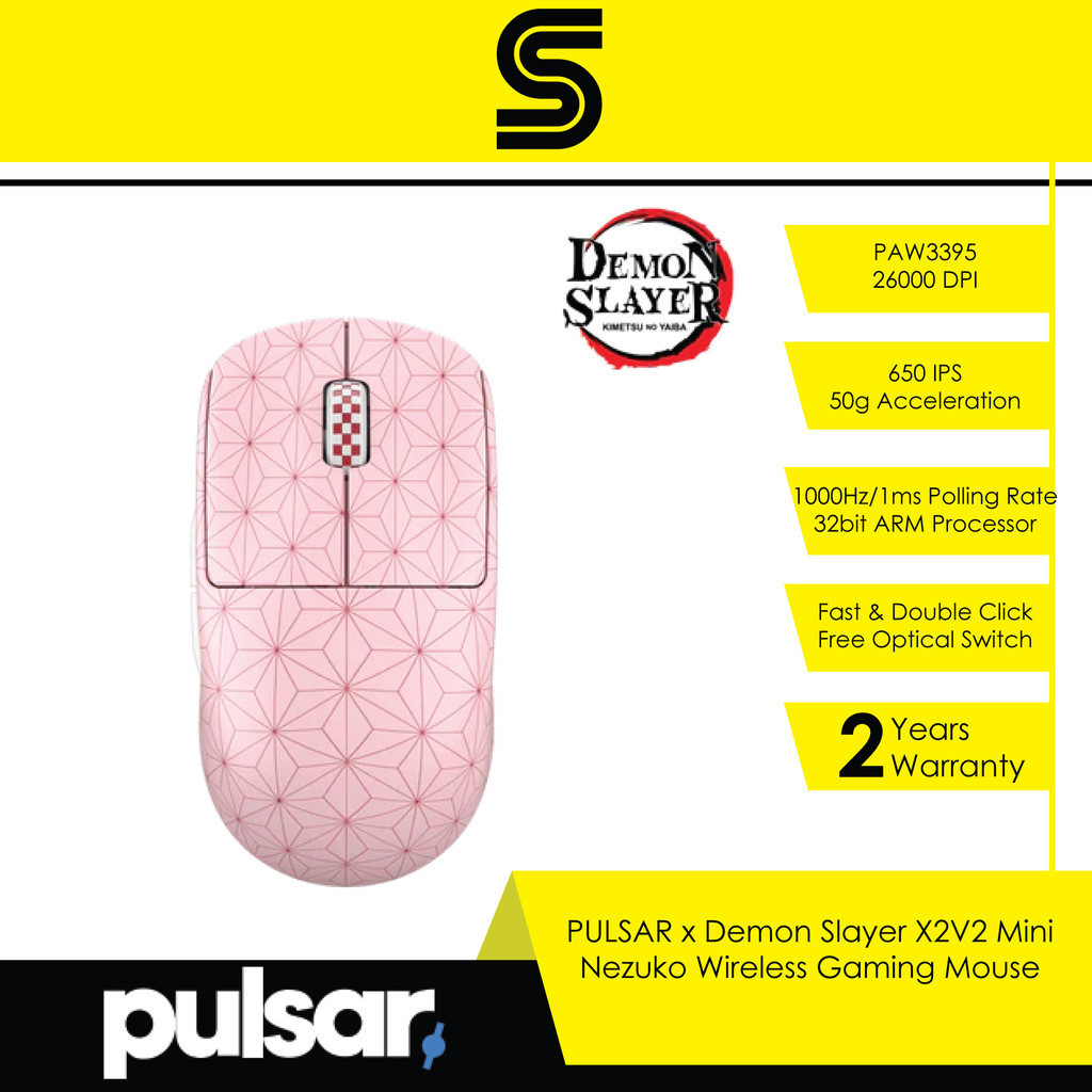 PULSAR X Demon Slayer X2V2 Mini Nezuko Wireless Gaming Mouse | Shopee ...