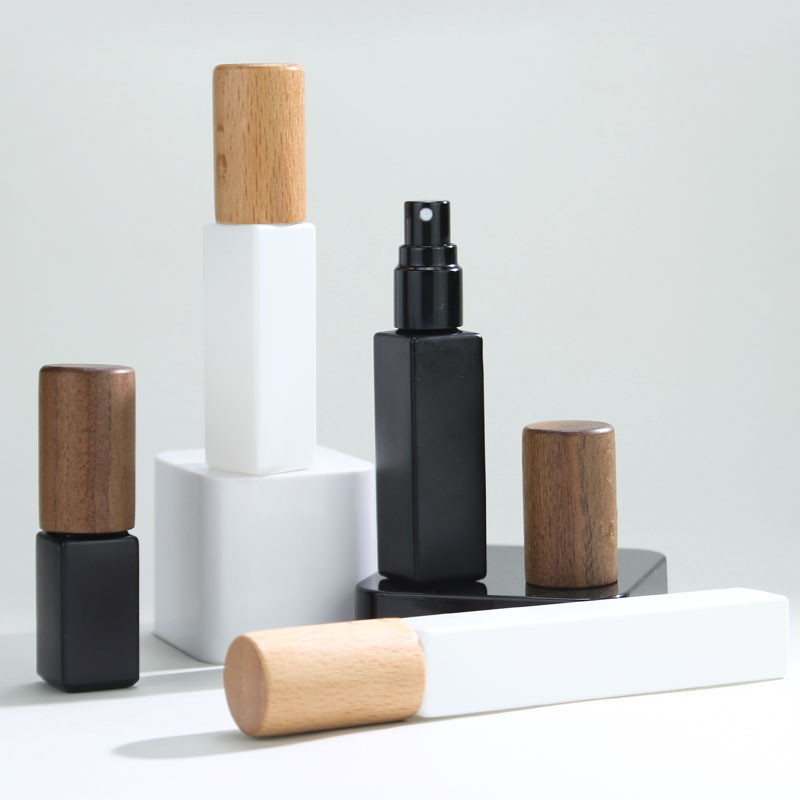 Walnut wood White Black Advanced Perfume Spray Bottle Square Perfume ...