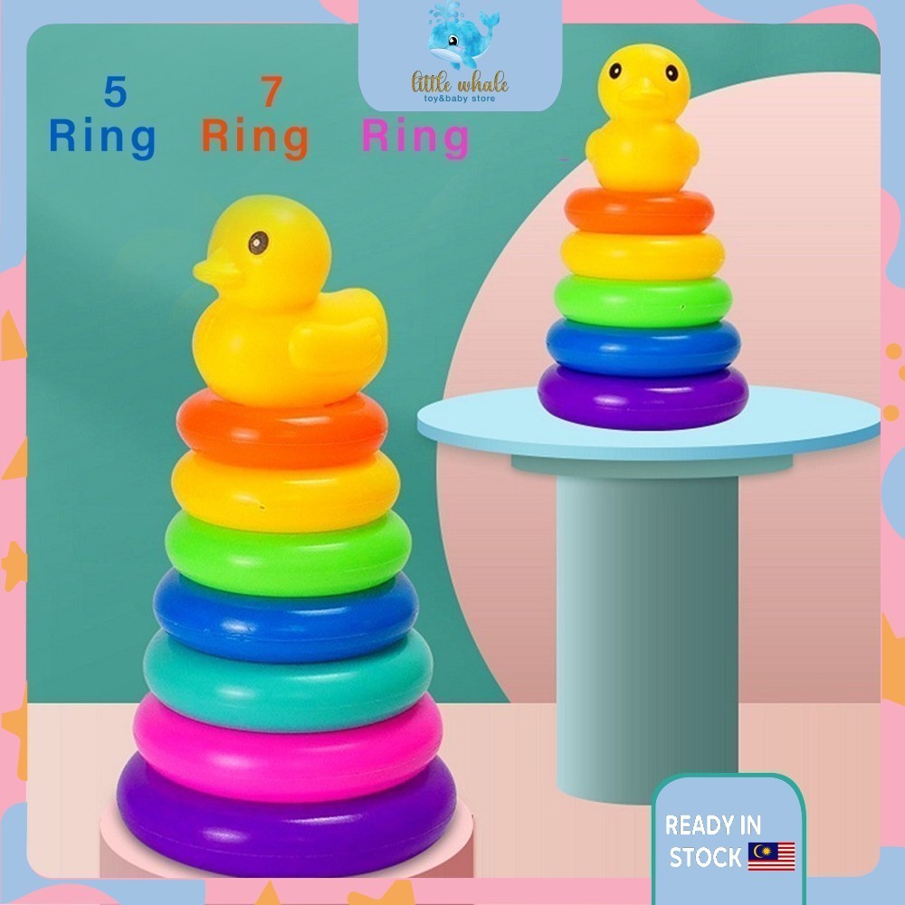 🐳Baby Toy Duck Stacking Ring Toy Kids Stacking Stack Up Educational ...