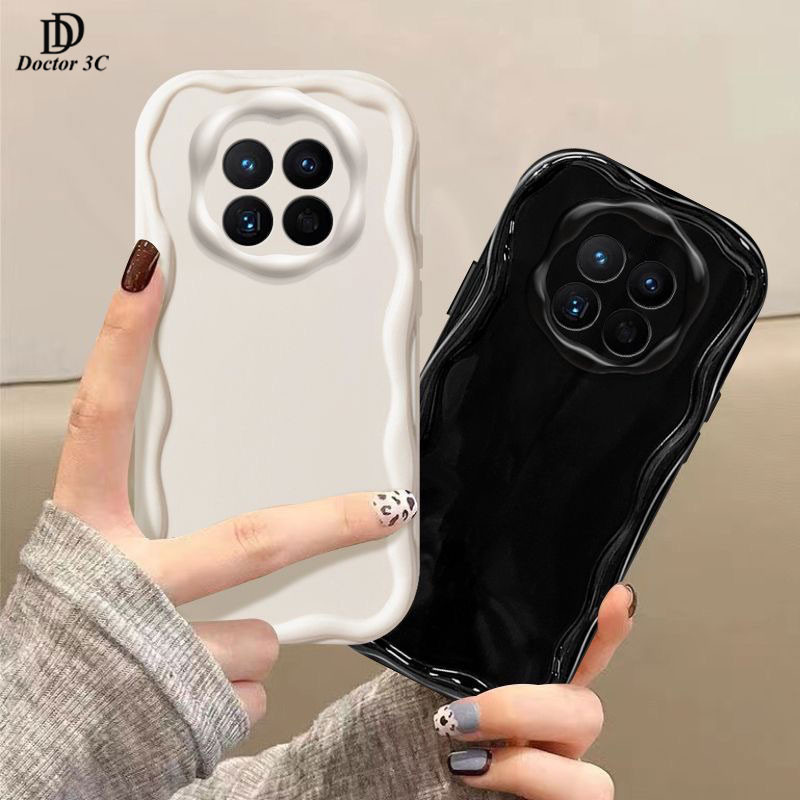 Wave Pattern Solid Color Cream Phone Case For VIVO V30 V29 V27 V25 V23 V20 V15 X100 X90 X80 X70 ...