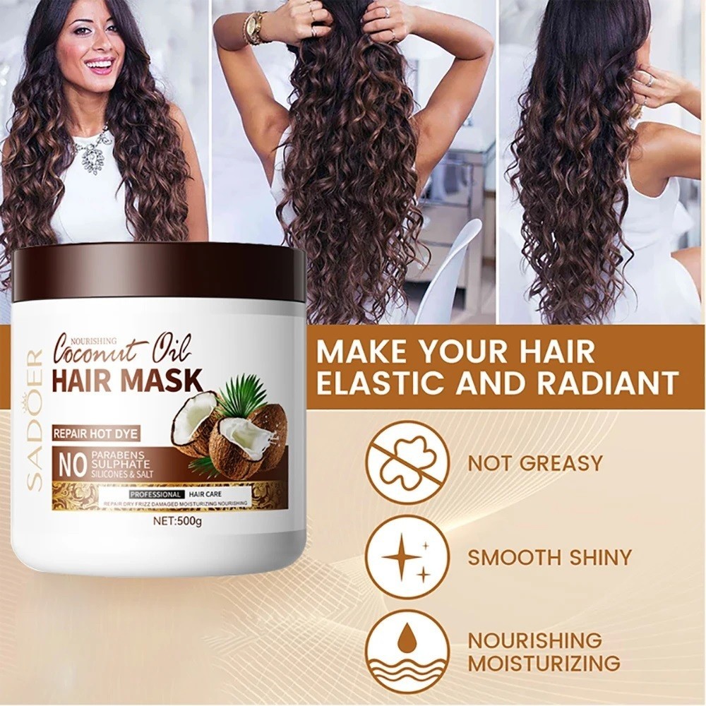 SADOER Coconut Treatment Hair Mask Nutrition Infusing Masque Repairs ...