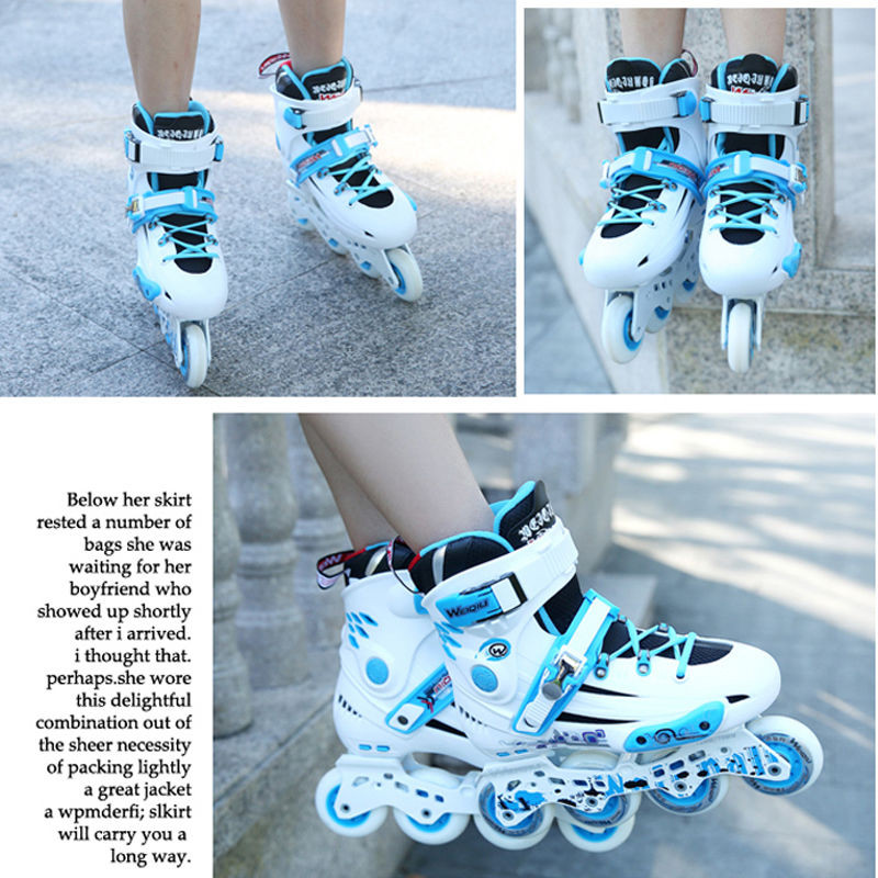 Student Skates Roller Skates Single Row Flat Flower Shoes Inline Roller ...