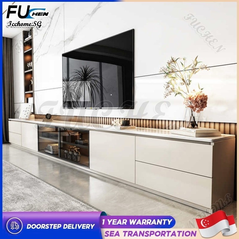 FUCHEN Rock Slab TV Cabinet Floor-Standing Type TV Cabinet Integrated Storage Cabinet Tv Console ...
