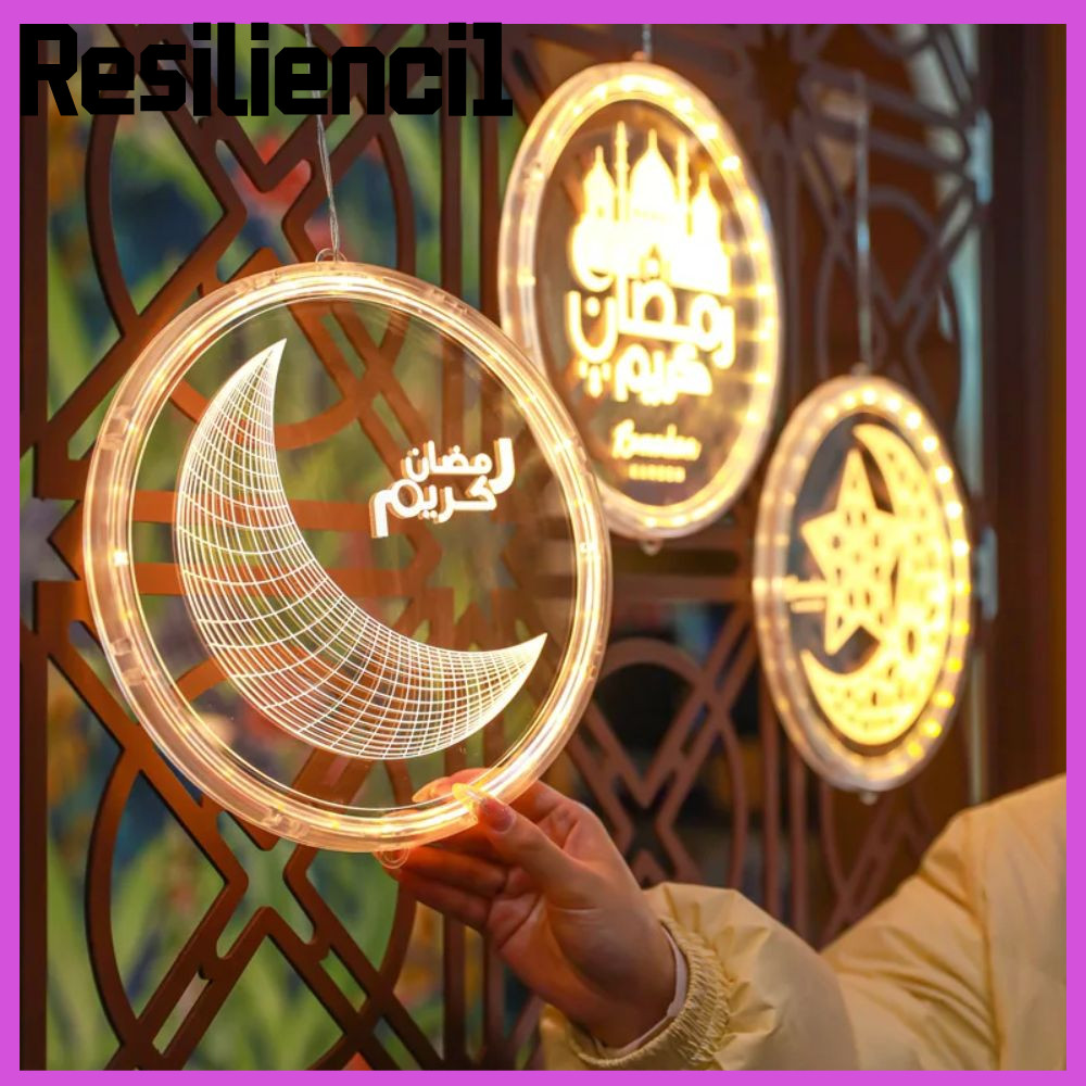 RESILIENCI1 LED Lights, Eid Ramadan Decorative Moon Star Castle Window ...