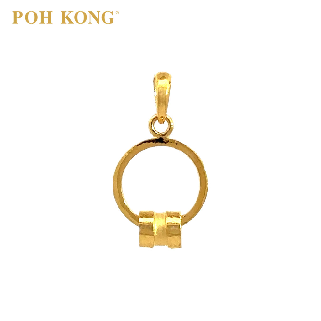 POH KONG 916/22K Yellow Gold Cylinder & Circle Free Cord Pendant | Shopee Malaysia