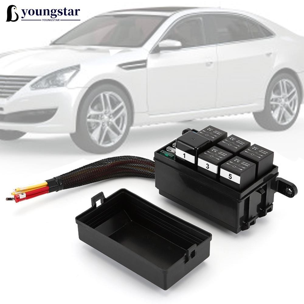 YOUNGSTAR Car 12V/24V Relay Box 6 Slots Relay Block 6 Way ATC/ATO Fuse Relay Box Fuse Block with ...
