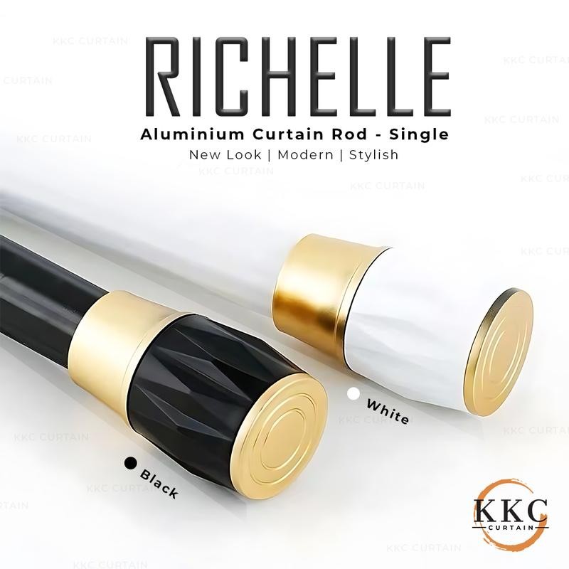 KKC RICHELLE SINGLE/DOUBLE Aluminium Curtain Rod/ Kayu Langsir ...
