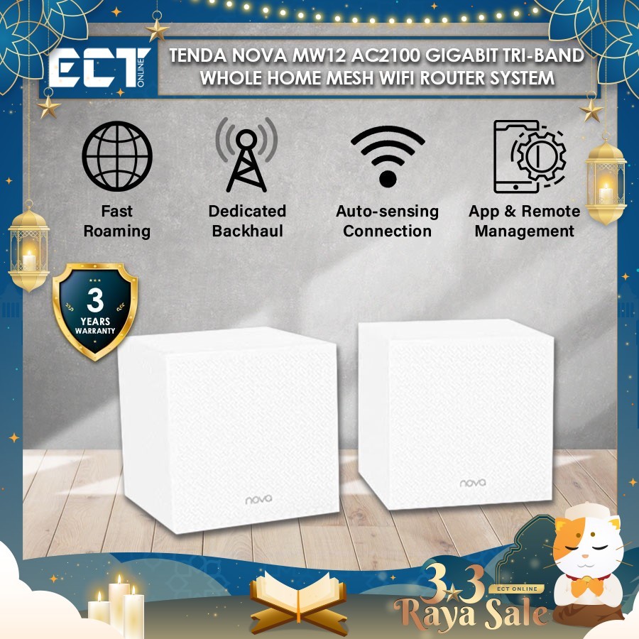 Tenda Nova MW12 AC2100 Gigabit Tri-Band Whole Home Mesh Wifi Router System (2 Pack/ 3 Pack ...
