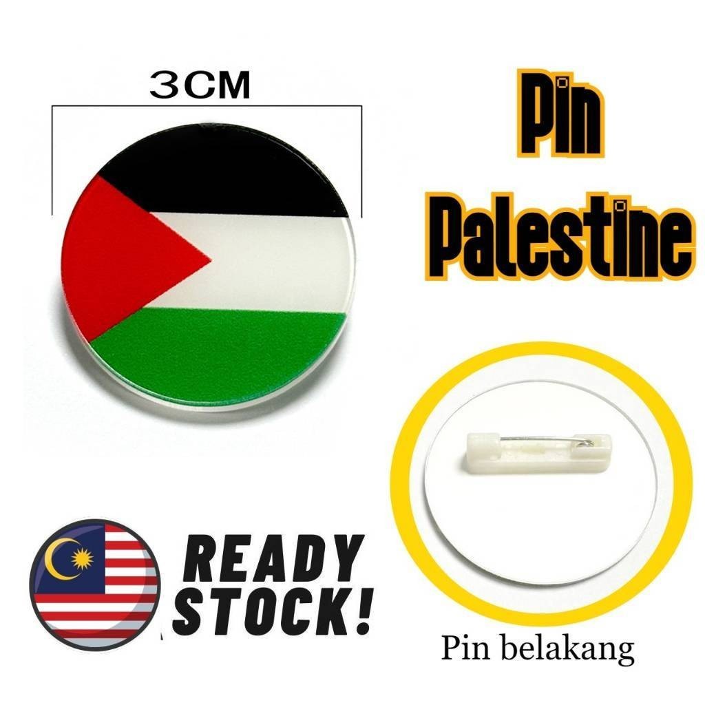 Pin Bulat Bendera Palestine Round Flag Pin Bendera Free Palestine Pin ...