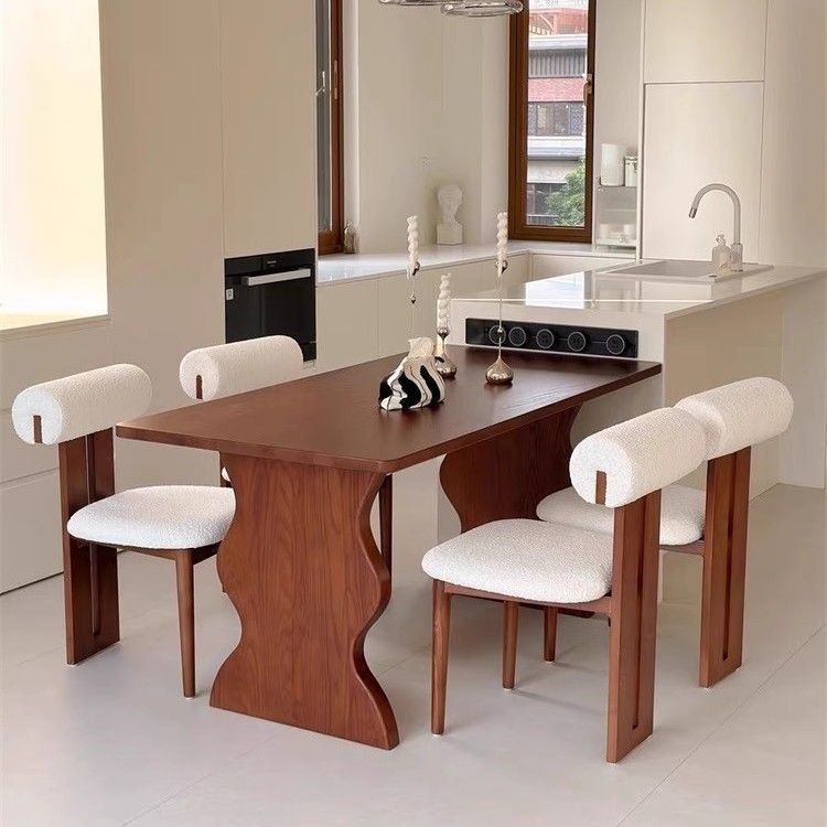 French Creamy Style Solid Wood Dining Table Rectangular Eating Table ...